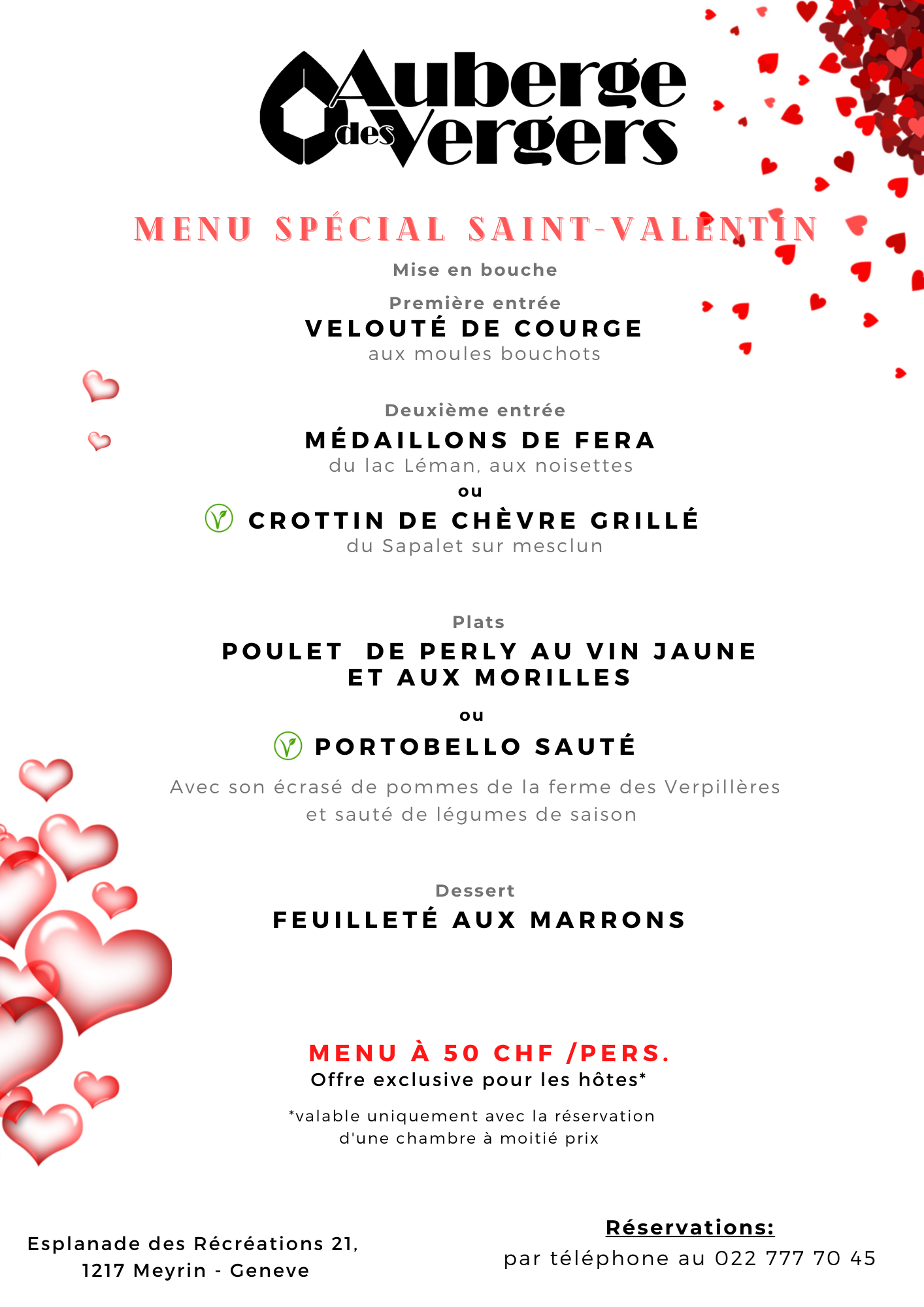 Offre Saint-Valentin - Auberge des Vergers